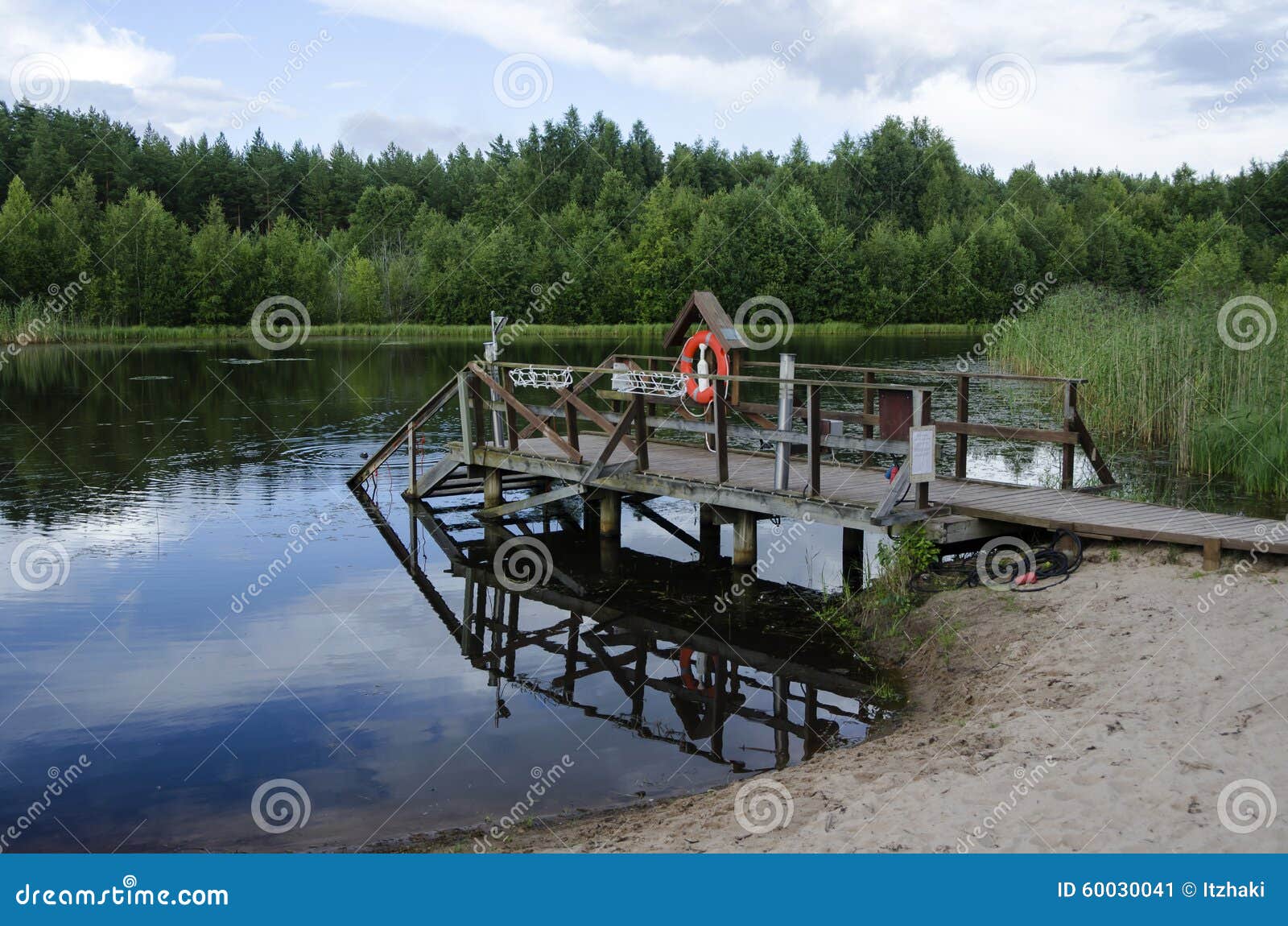 Wooden dock stock image. Image of coast, forest, clouds - 60030041