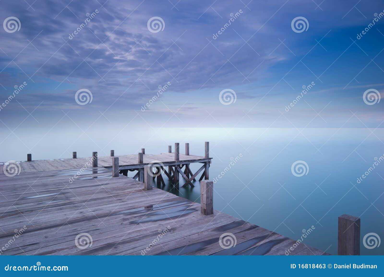 Wooden Dock in Blue Morning Stock Image - Image of coast, morning: 16818463