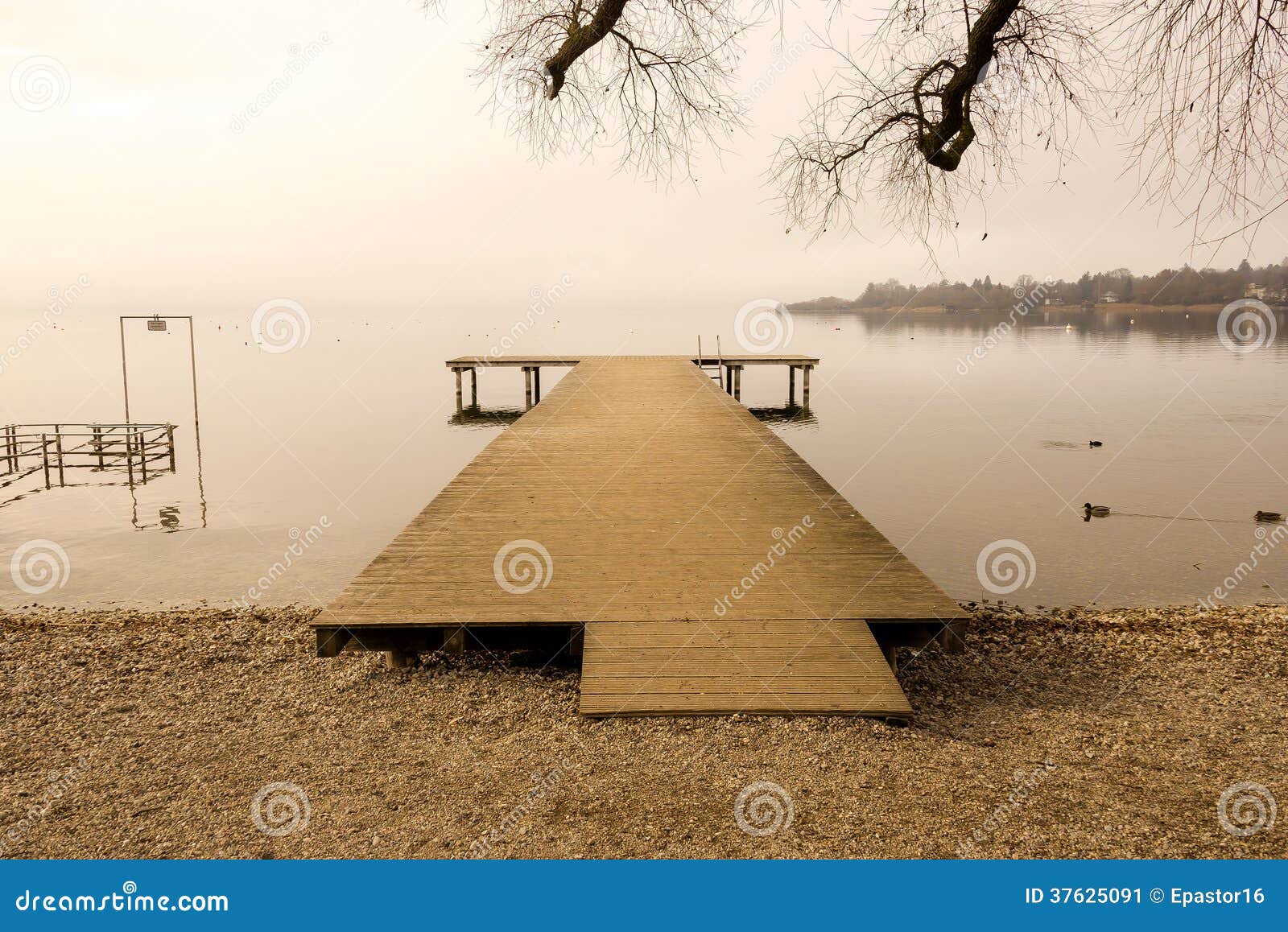 Wooden Dock Front View during Winter Season Stock Image - Image of swim ...