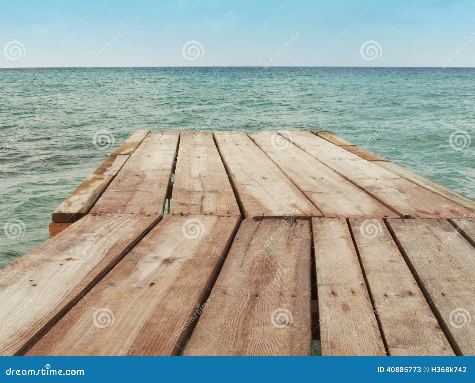 Wooden Dock and Mediterranean Sea with Sky Stock Image - Image of ocean ...