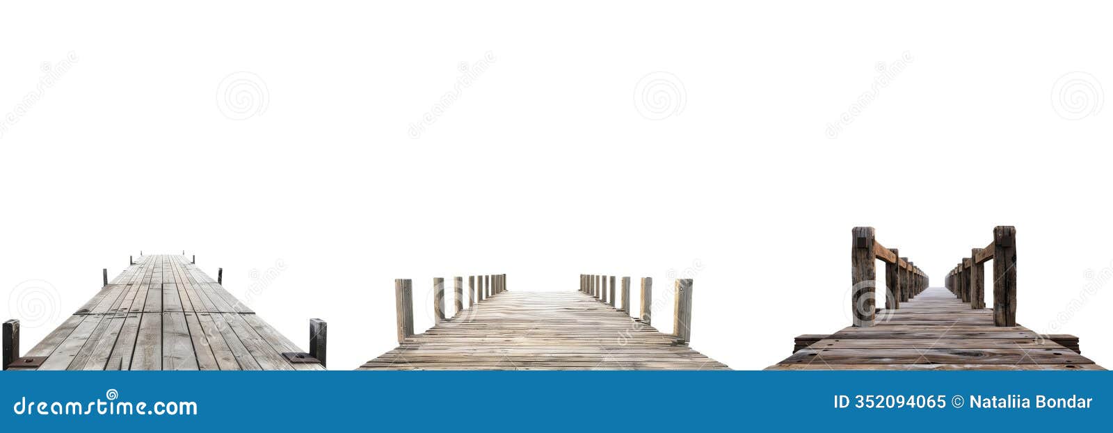 Wooden Dock Piers Set Isolated On Transparent Background. Rustic Wooden ...