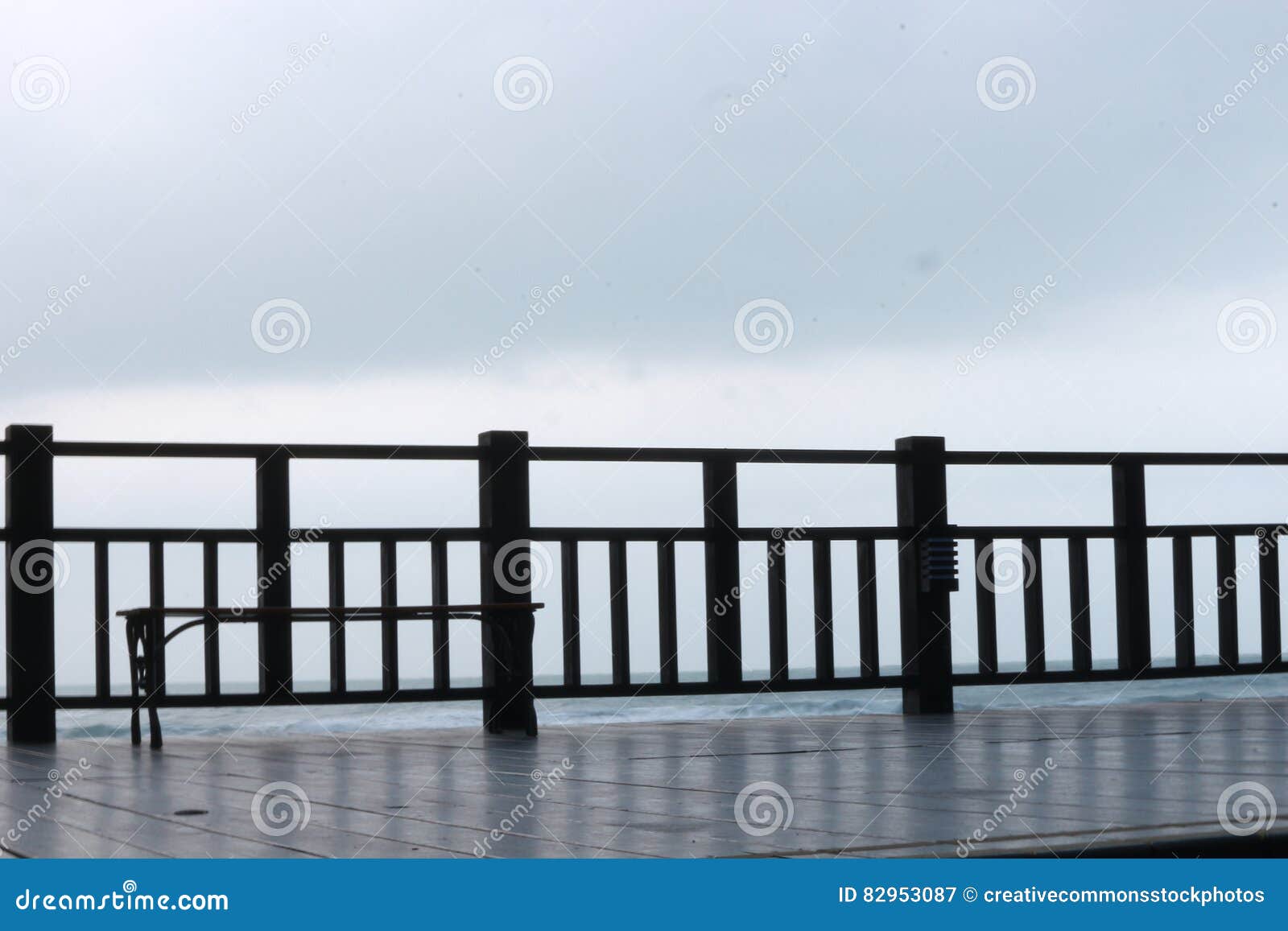 Wooden Dock With Railing Picture. Image: 82953087