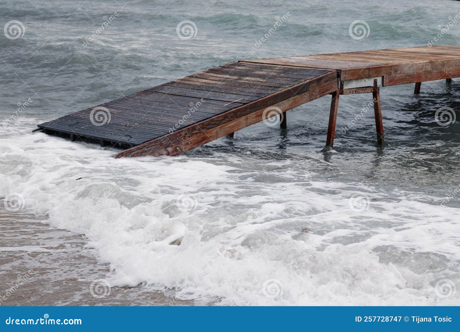Wooden dock in the sea stock image. Image of beach, ionian - 257728747