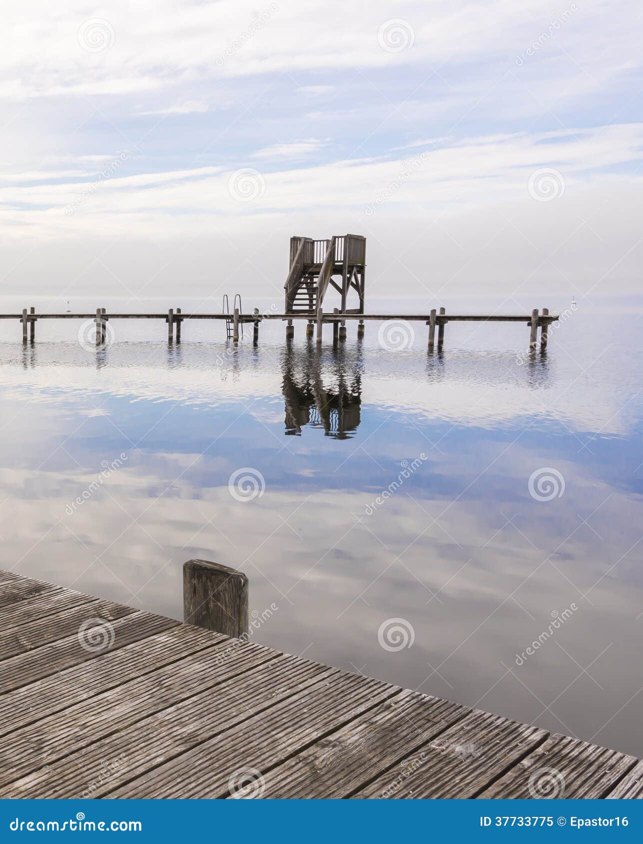 Wooden Dock View from Pier stock image. Image of reflecting - 37733775