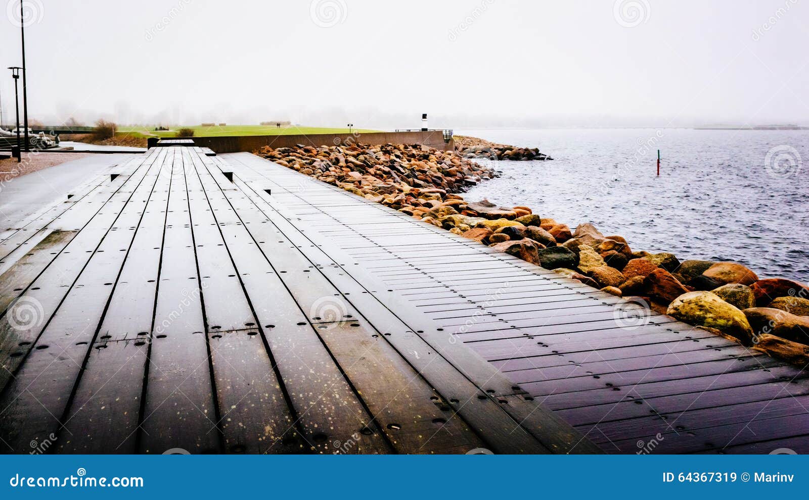 Wooden Docks by the Sea in Malmo in Sweden on a Cloudy Day Stock Image ...