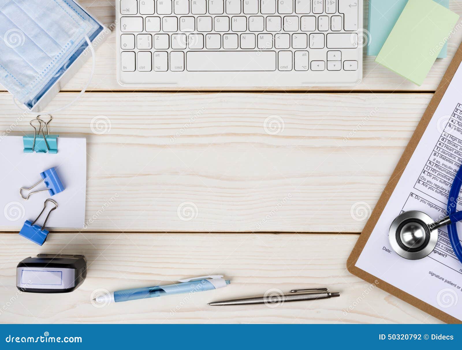 Wooden Doctor Desk with Copy Space in the Middle Stock Photo - Image of ...
