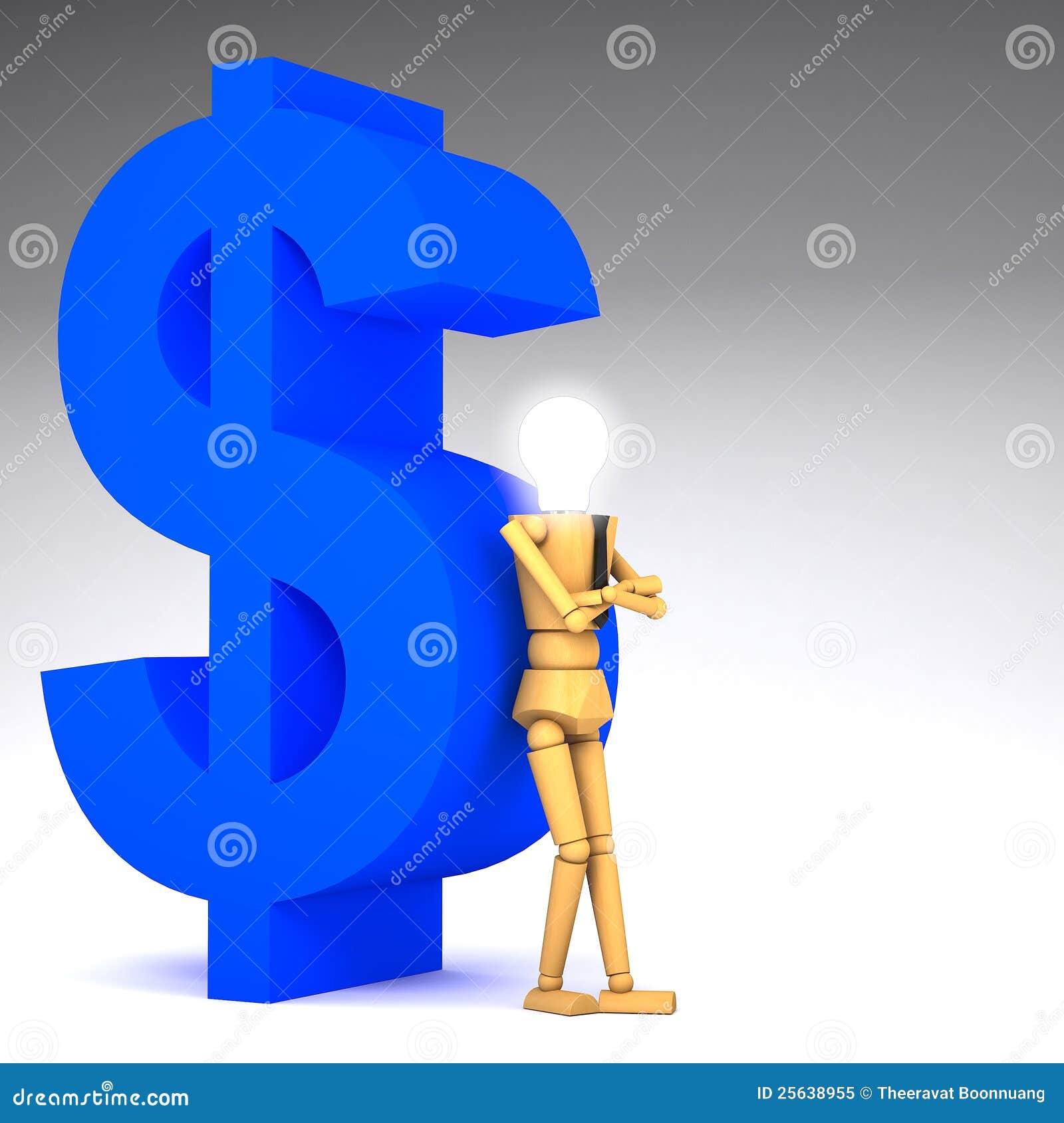 The Wooden Doll with Dollar Sign Stock Illustration - Illustration of ...