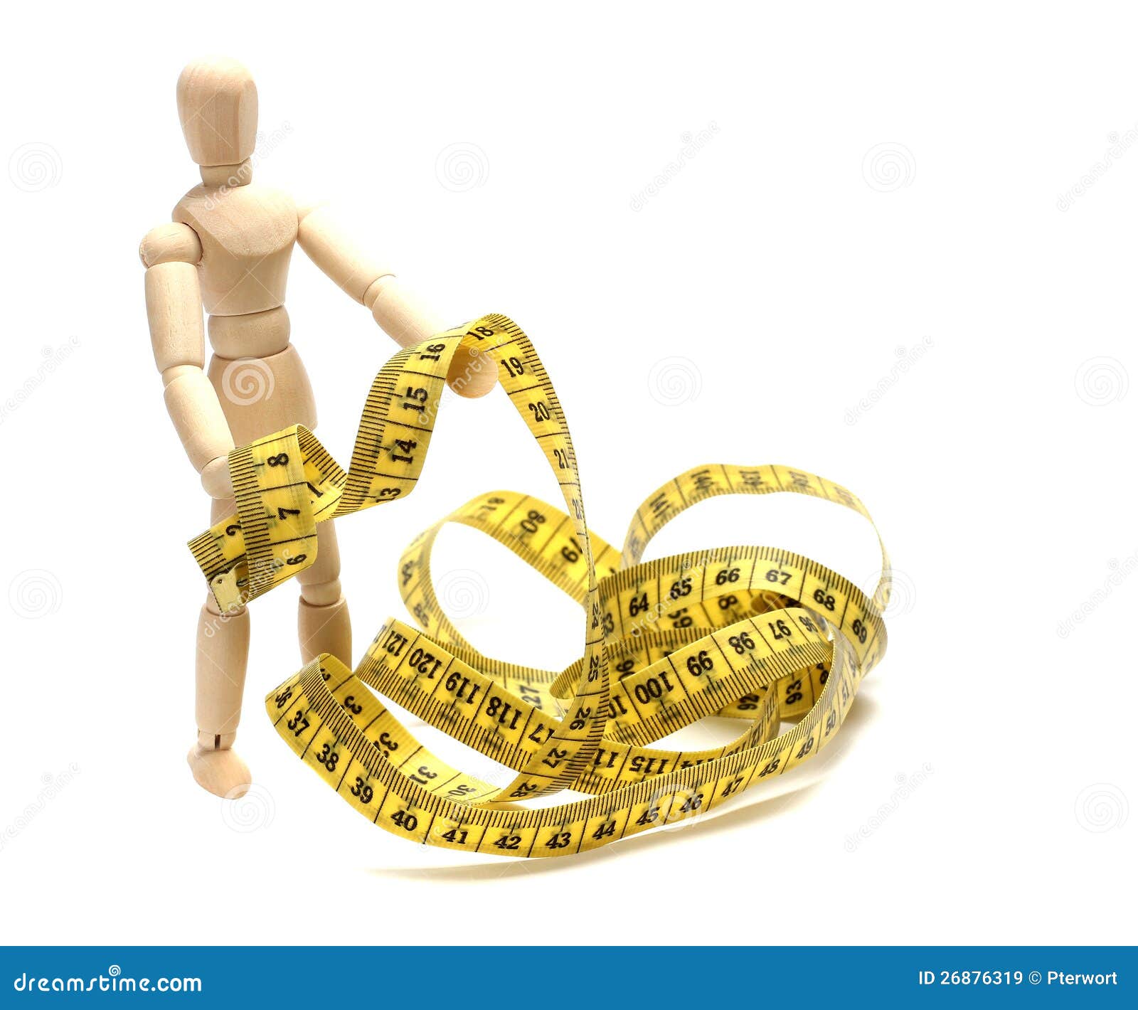 Wooden Doll with Measuring Tape Stock Image - Image of body, background ...
