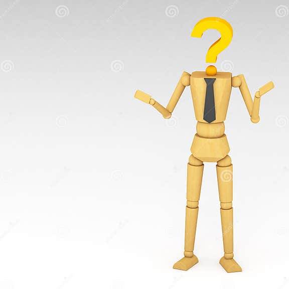 The Wooden Doll with Question Mark Stock Illustration - Illustration of ...