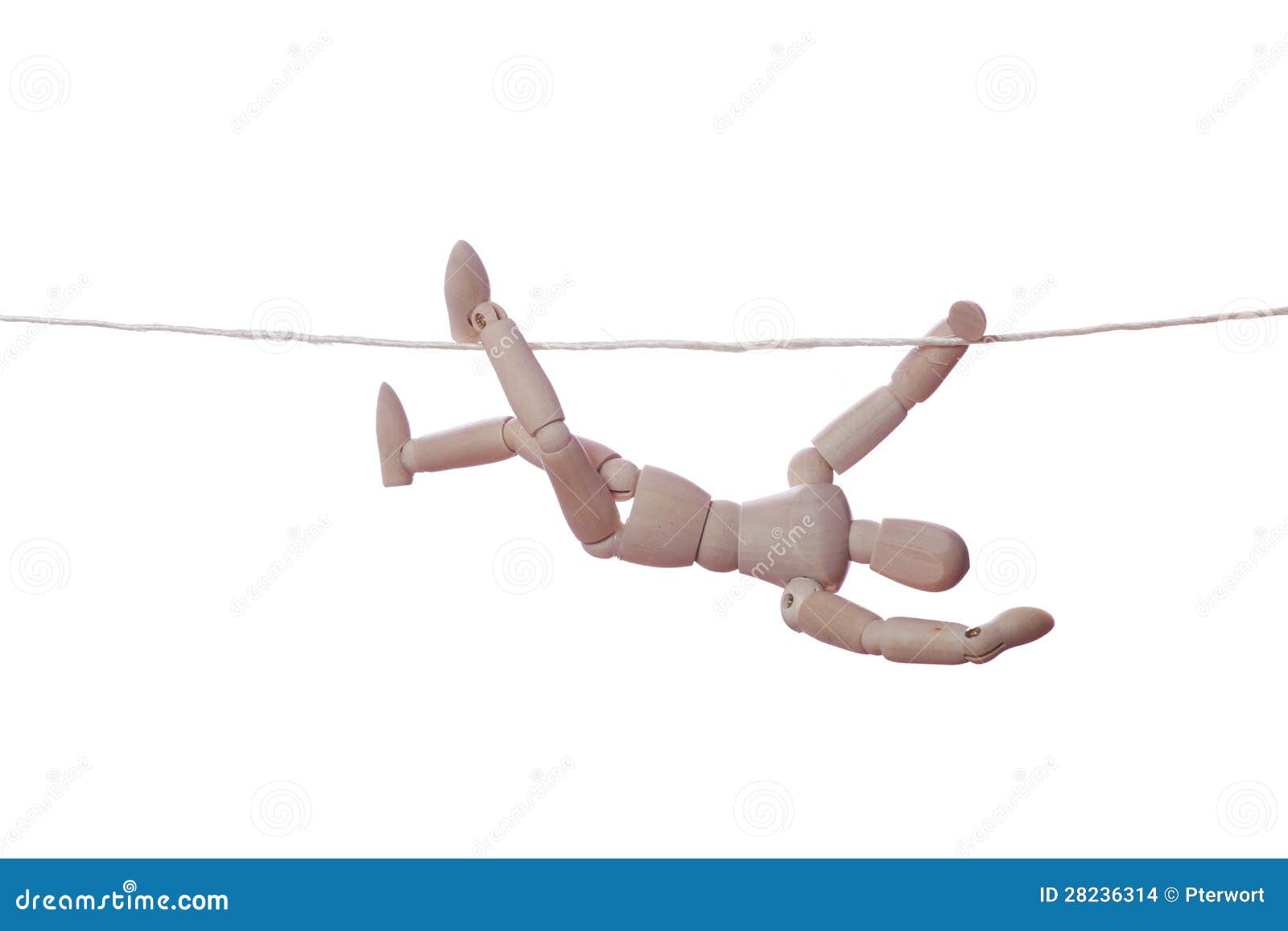 Wooden doll on rope stock photo. Image of moving, body - 28236314
