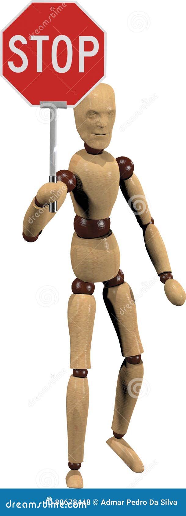 Wooden doll and stop sign stock illustration. Illustration of walking ...