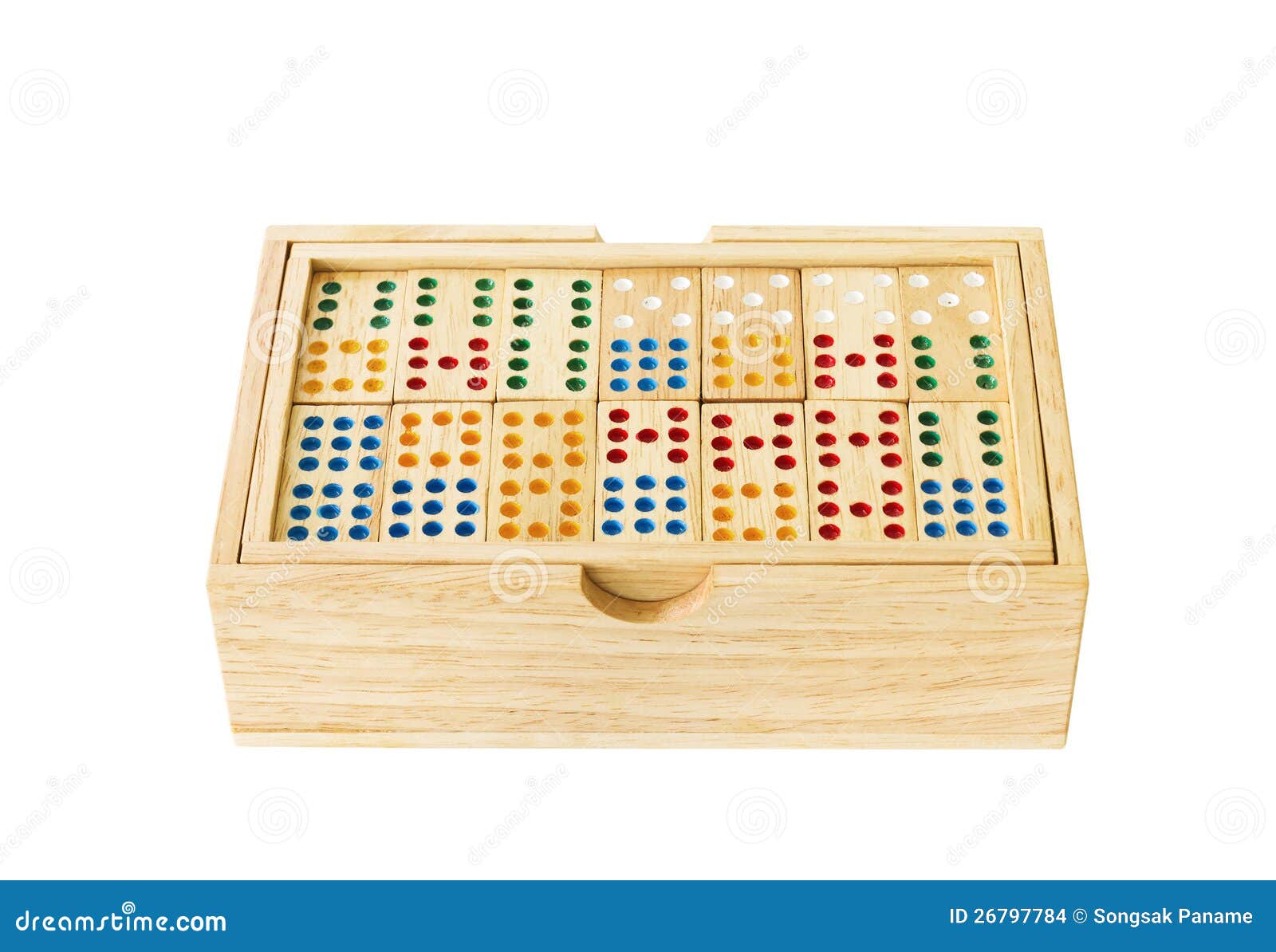 Wooden Domino in box stock photo. Image of dots, enjoyment - 26797784