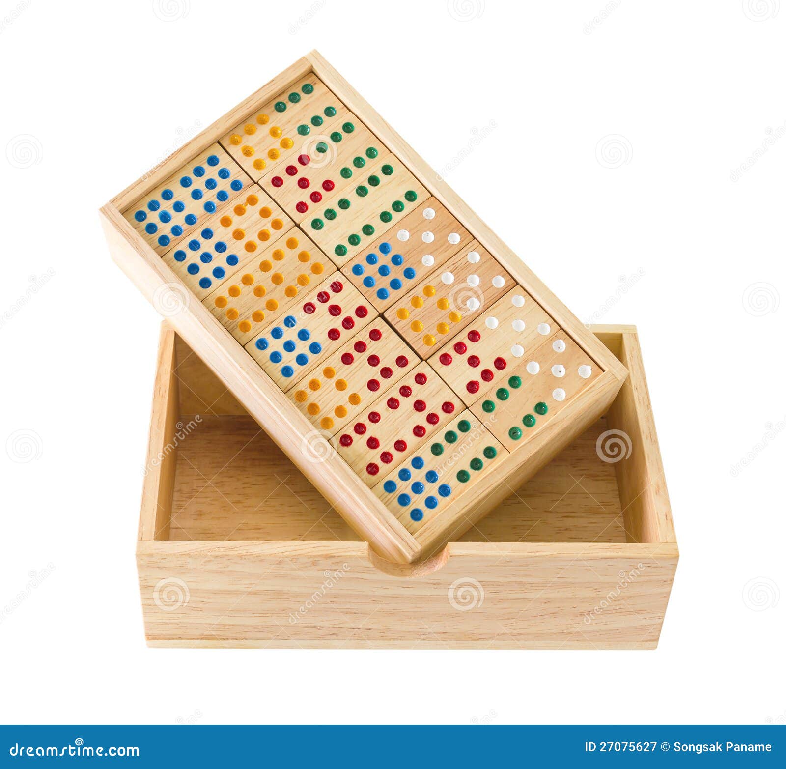 Wooden Domino in box stock image. Image of casino, hobbies - 27075627