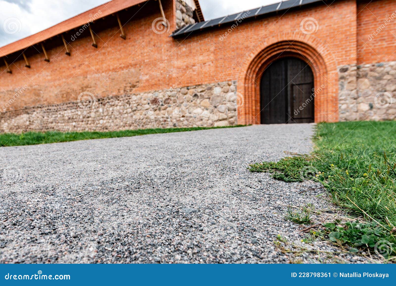 Wooden Door in the Castle of Red Bricks. Stock Image - Image of ancient ...