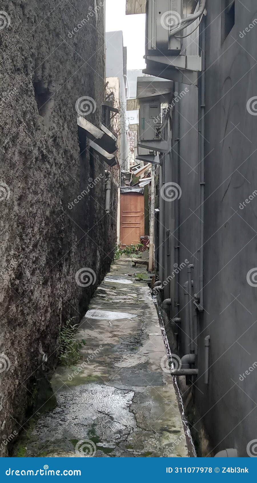 The Wooden Door at the End of Alley Stock Photo - Image of pathways ...