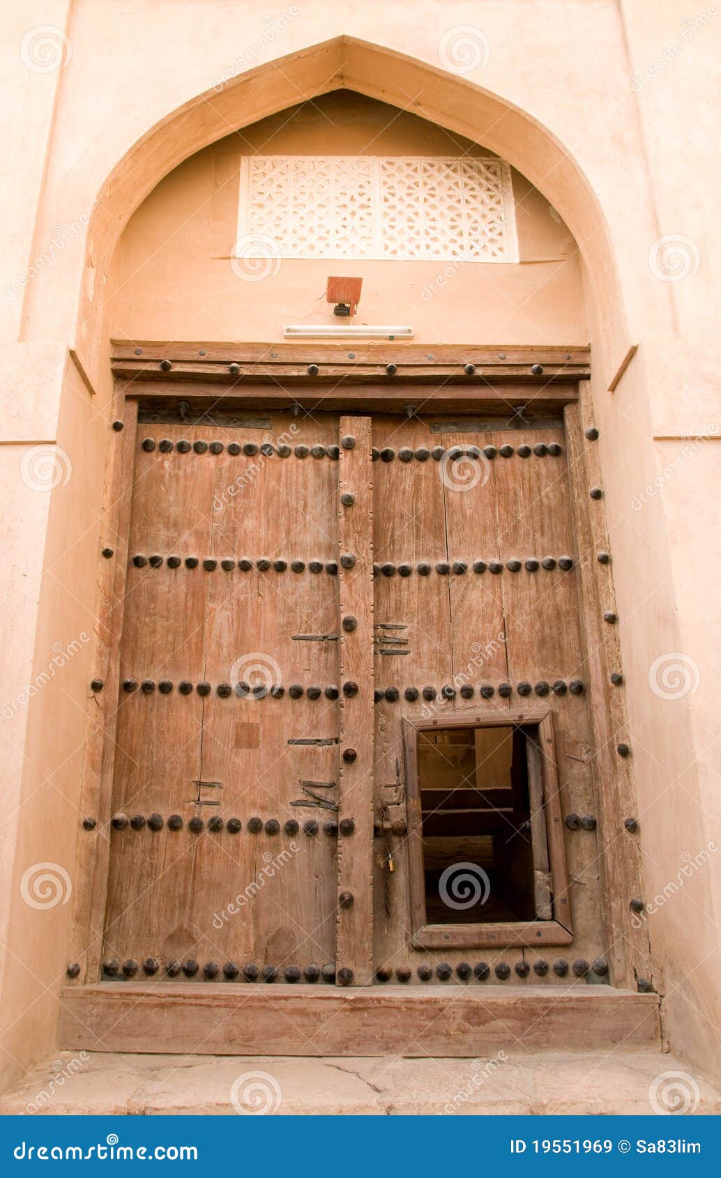Wooden door of Rustaq fort stock image. Image of omani - 19551969