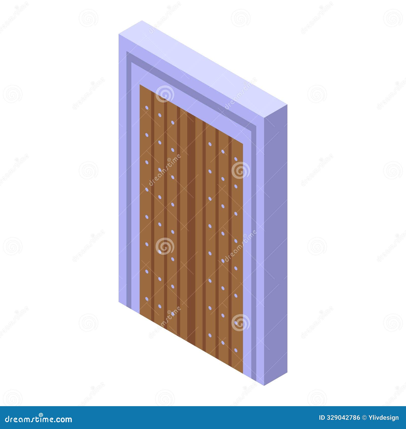 Wooden Double Door with Metal Rivets Isometric View Stock Illustration ...