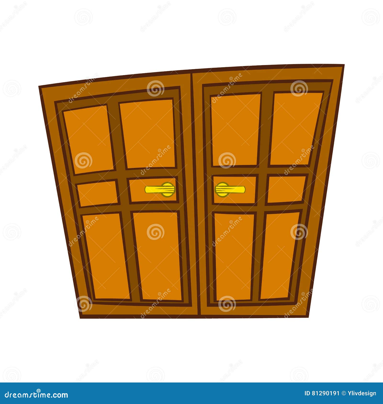 Wooden Double Doors Icon, Cartoon Style Stock Vector - Illustration of ...