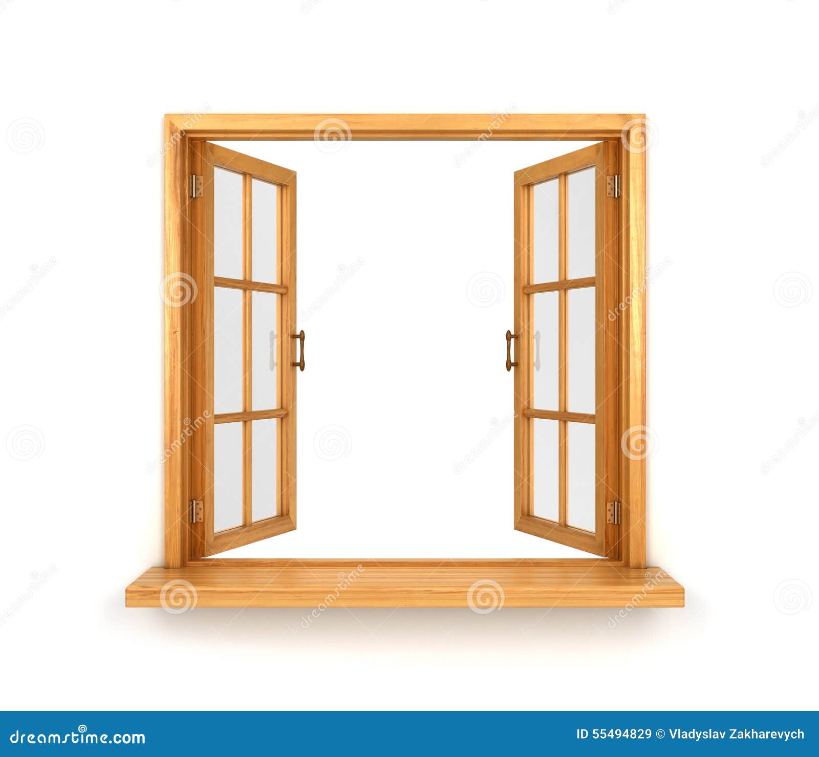 Double Window Frame, Striped Awning Canopy. Vector Illustration. Wooden ...