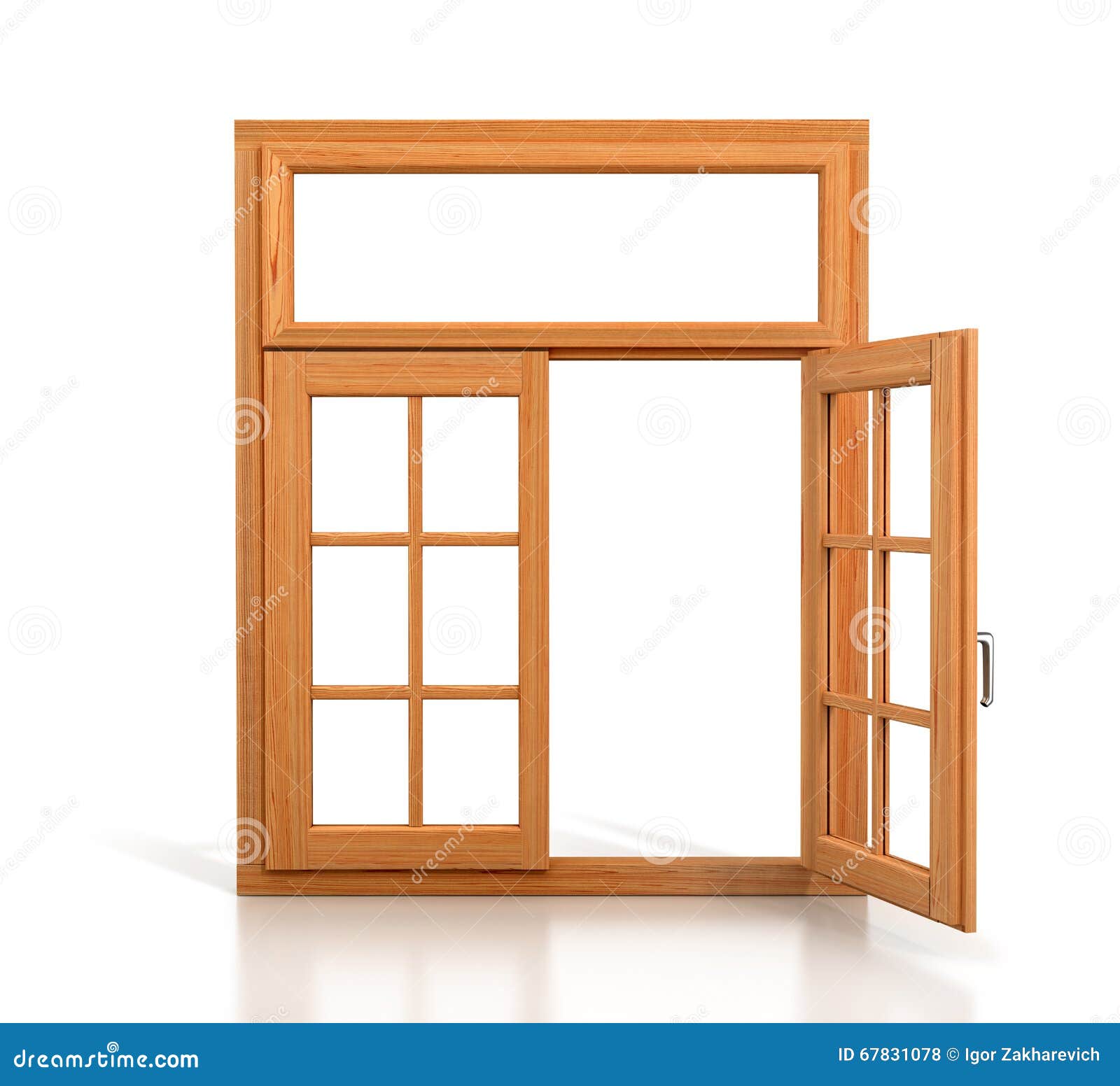 Wooden Double Window Opened Stock Illustration - Illustration of ...