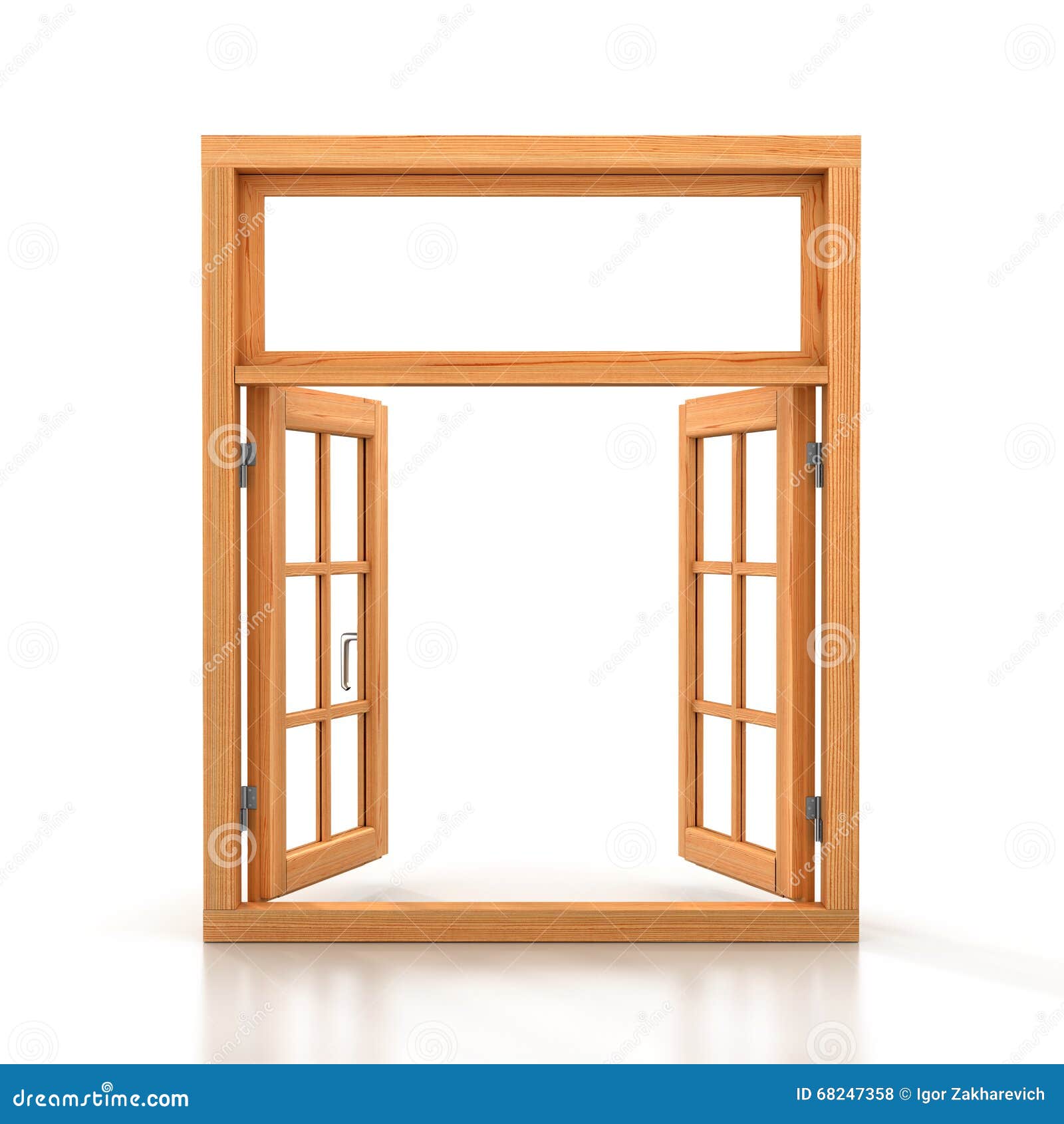 Wooden Double Window Opened Stock Photo - Image of lite, handle: 68247358