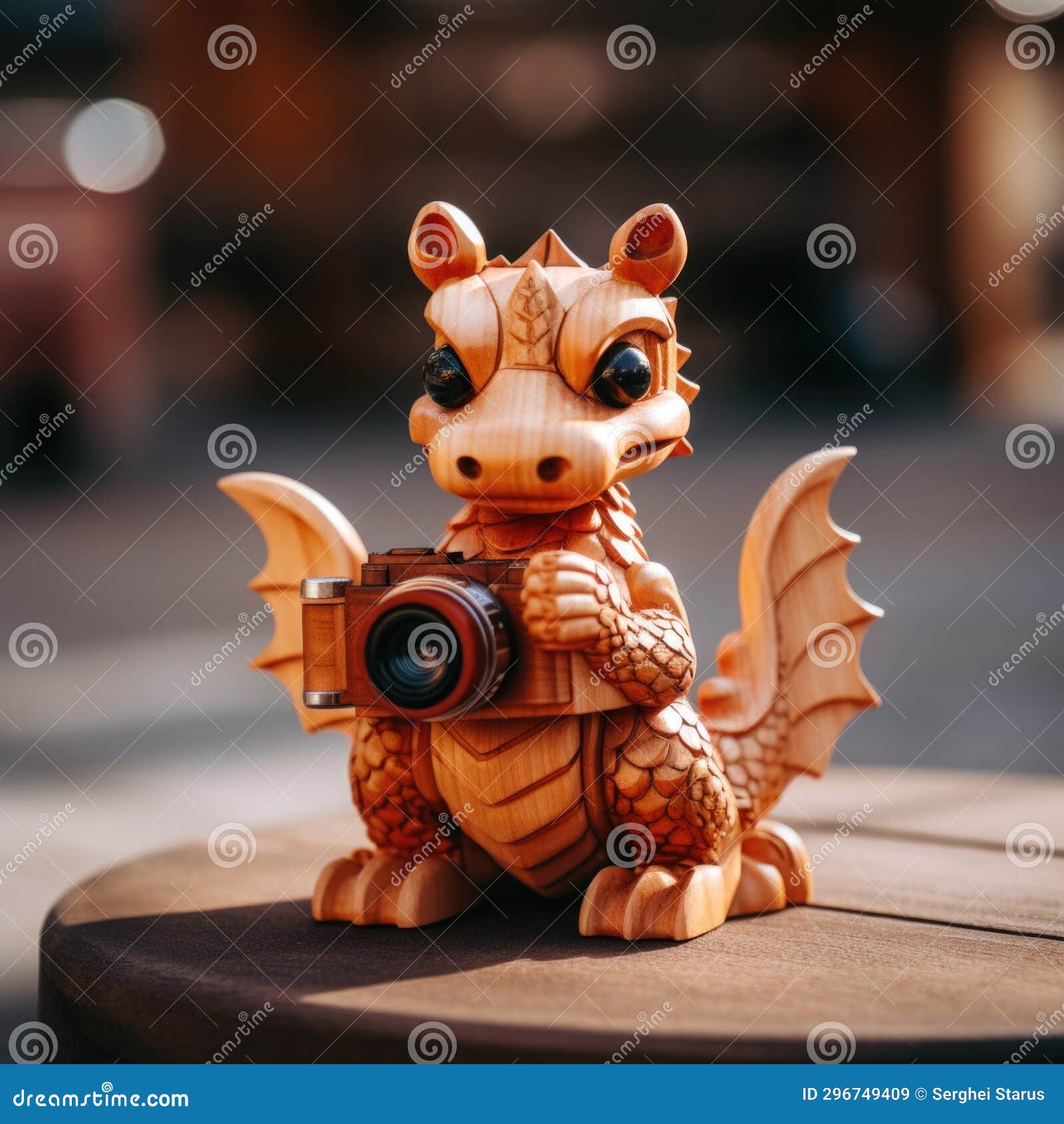 A Wooden Dragon Holding a Camera, AI Stock Image - Image of animal ...