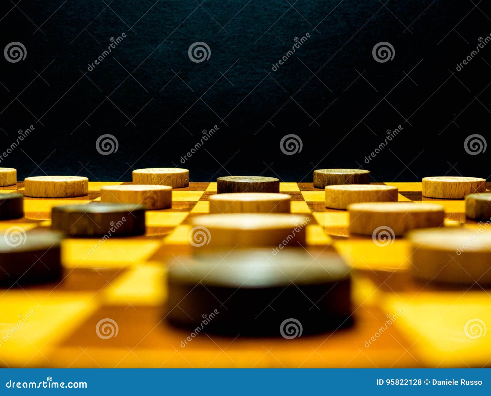 Wooden Draught Pieces on a Wooden Draughtboard Stock Photo - Image of ...