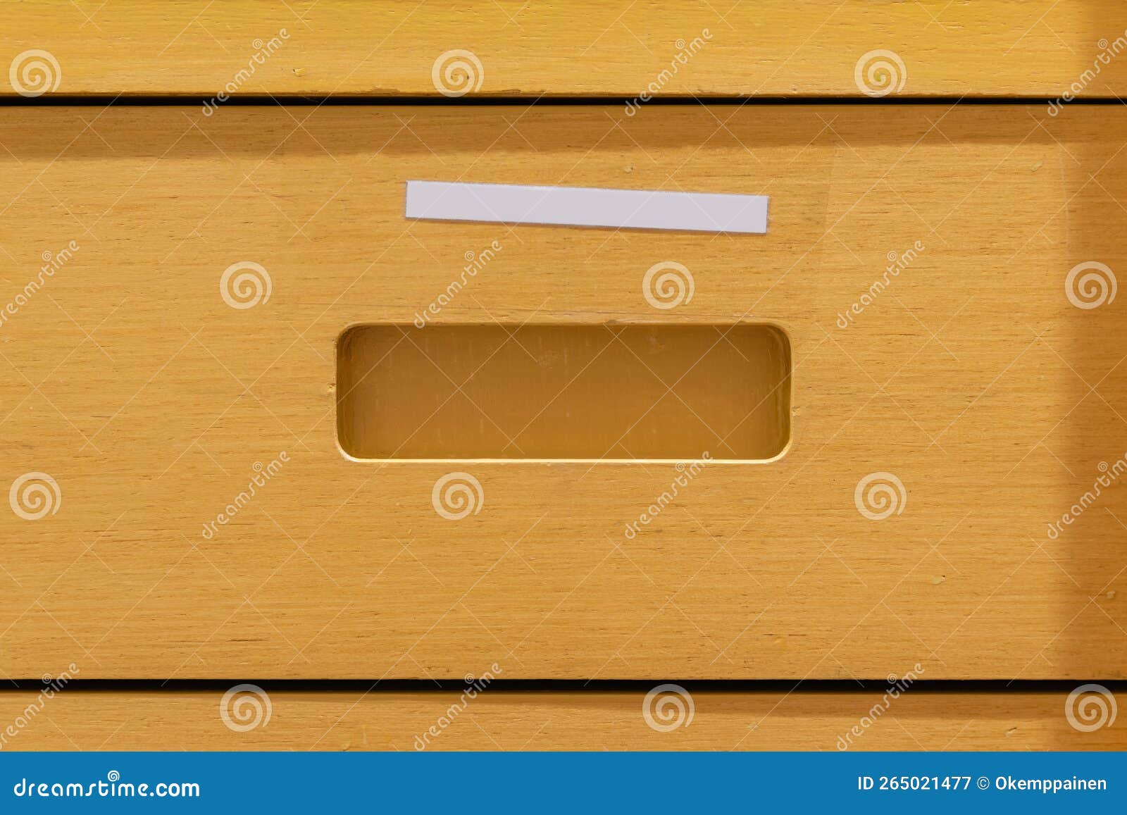 Wooden Drawer with Blank White Label Stock Image - Image of information ...