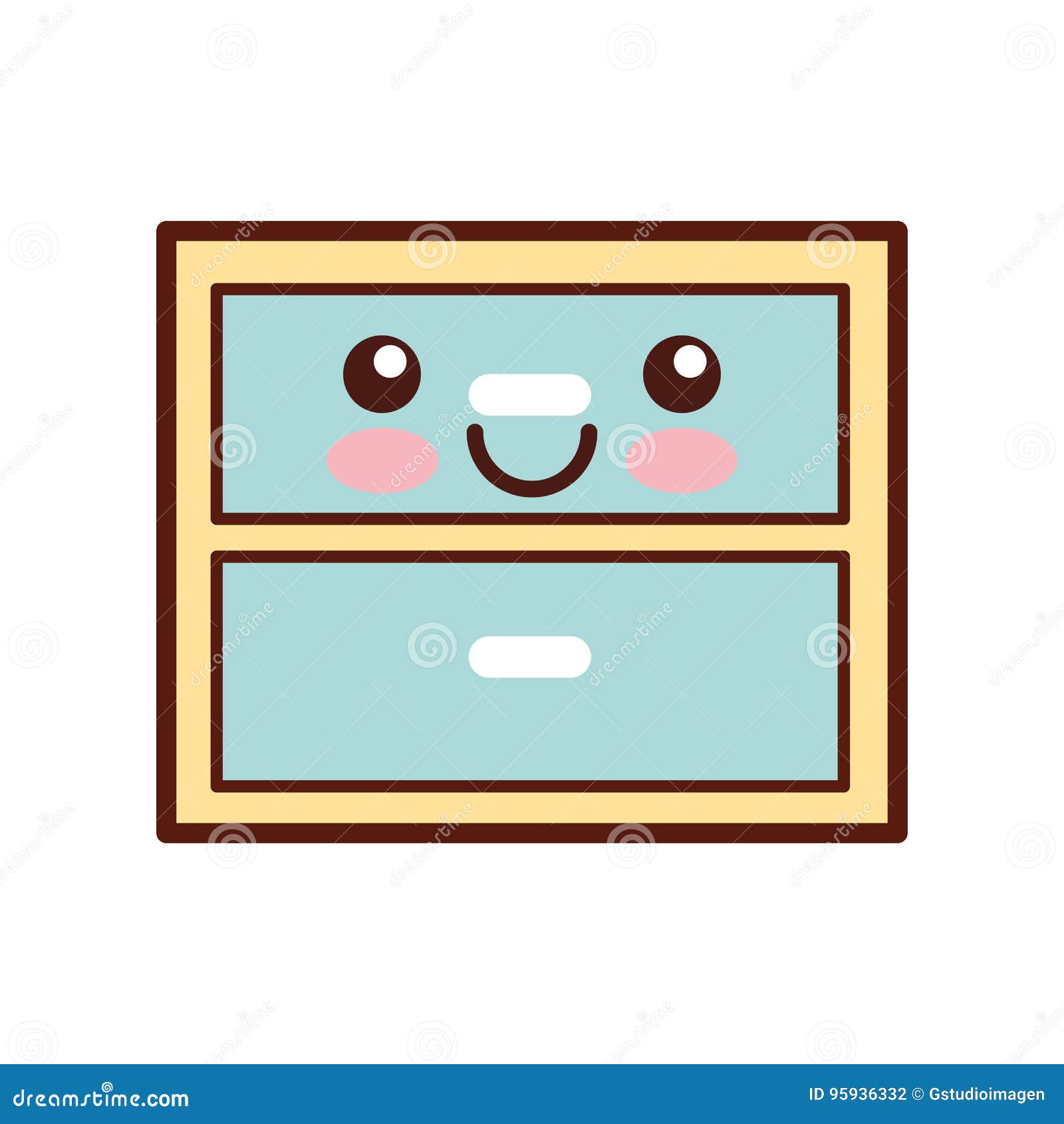 Wooden Drawer Kawaii Character Stock Vector - Illustration of home ...