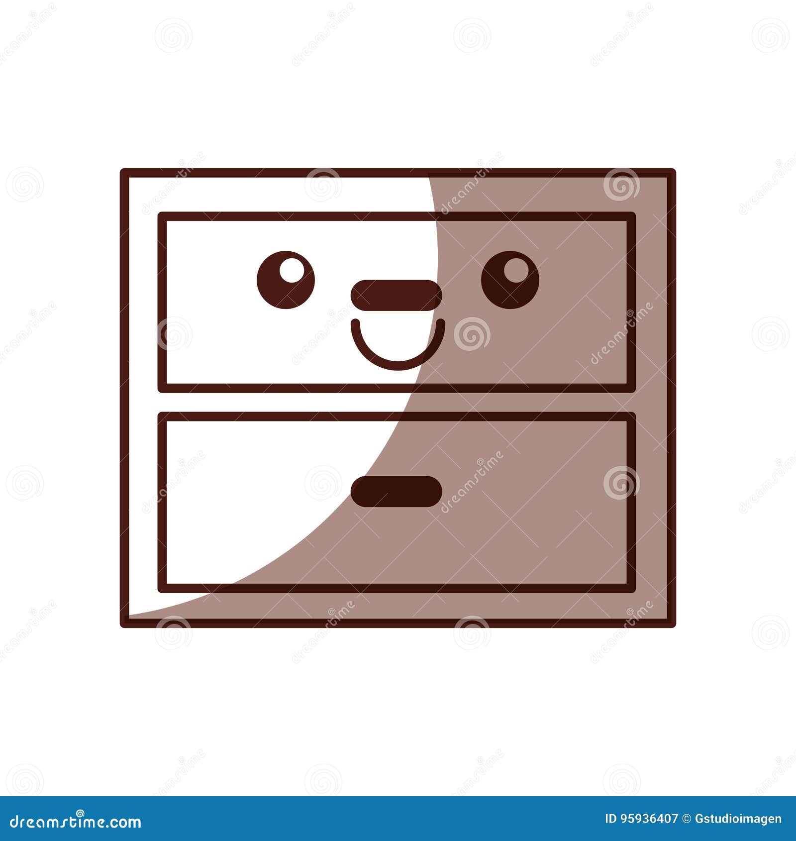Wooden Drawer Kawaii Character Stock Vector - Illustration of floor ...
