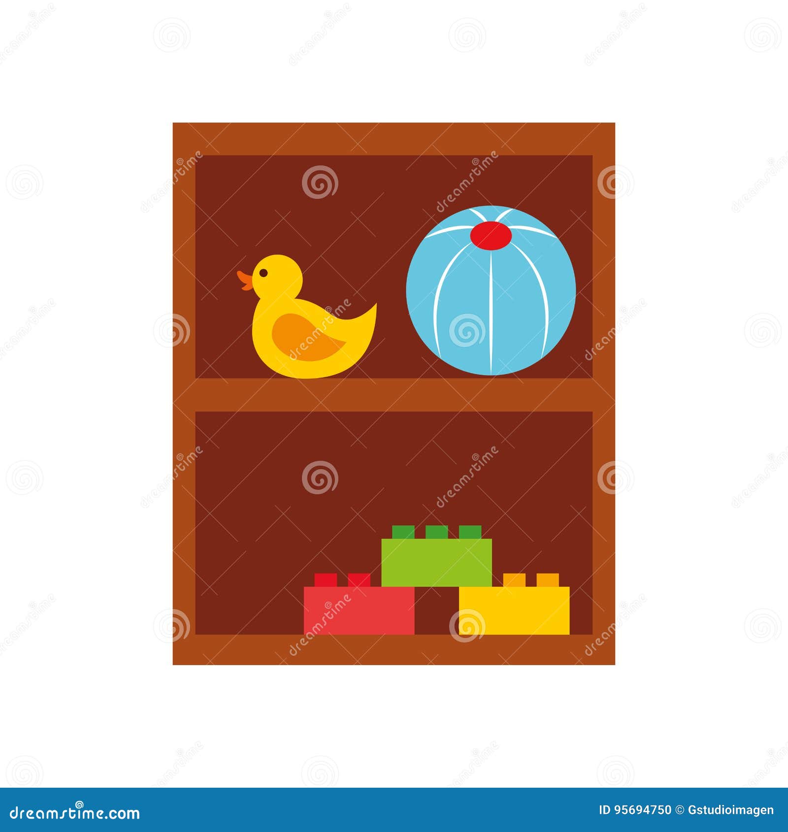 Wooden drawer with toys stock vector. Illustration of drawer - 95694750