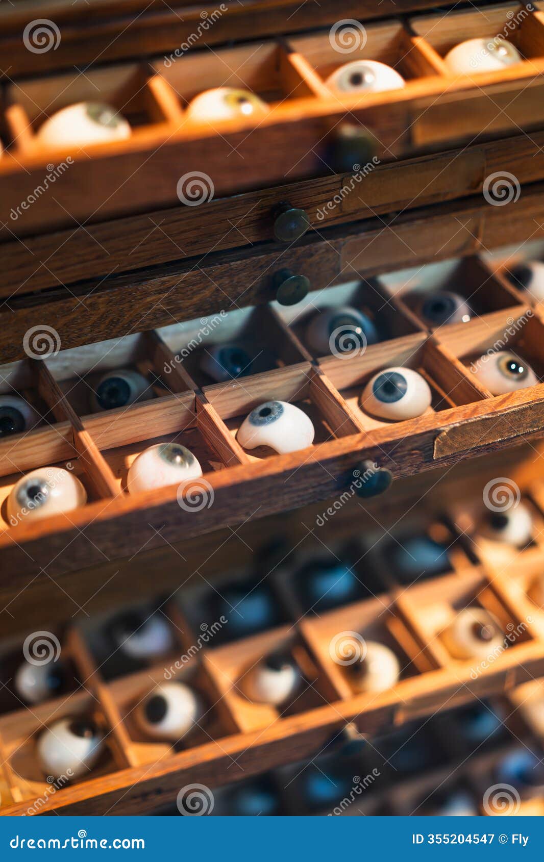 Wooden Case Filled with Artificial Eyes Stock Image - Image of vintage ...