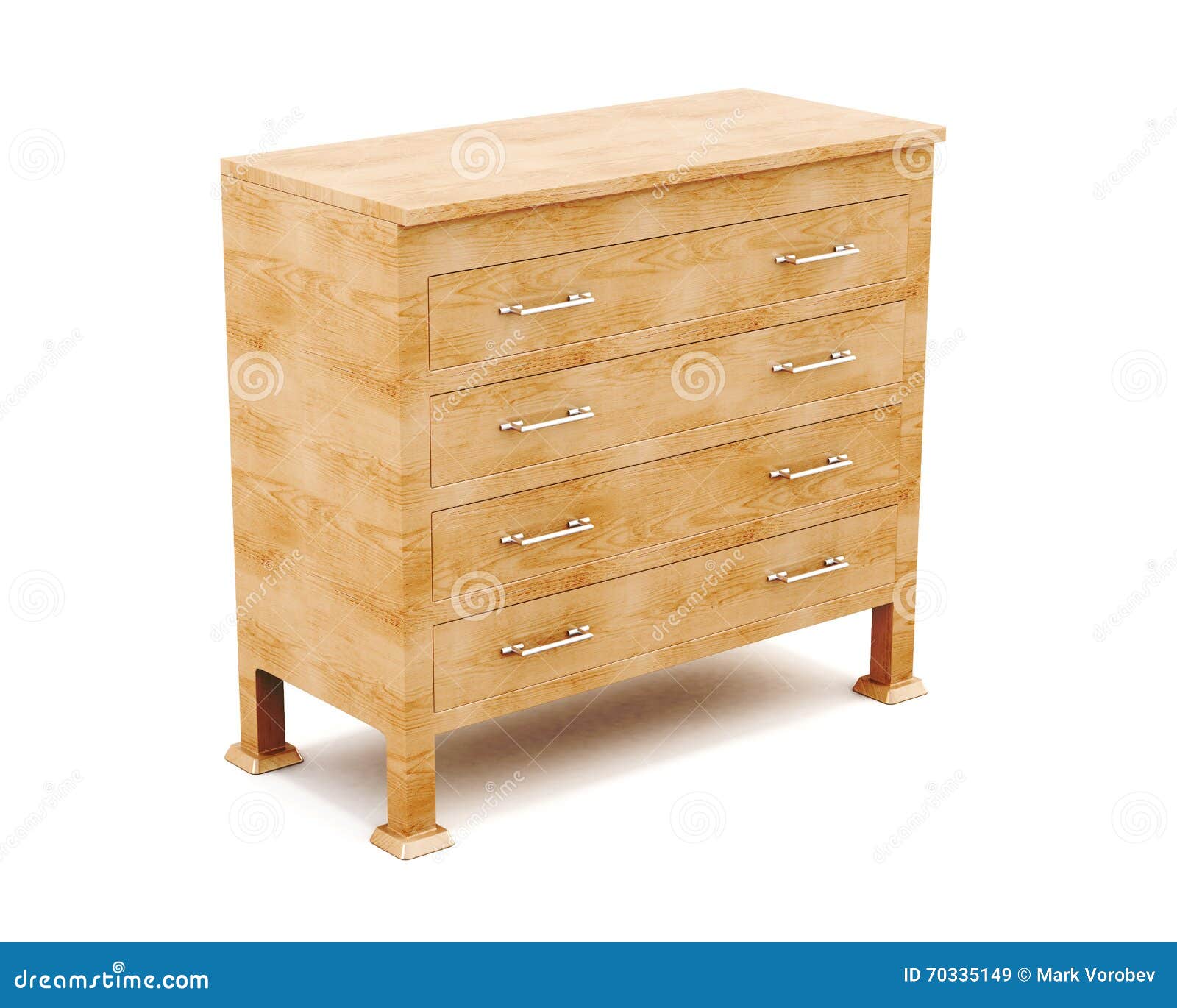 Wooden Dresser Isolated on White Background. 3d Render Image Stock ...