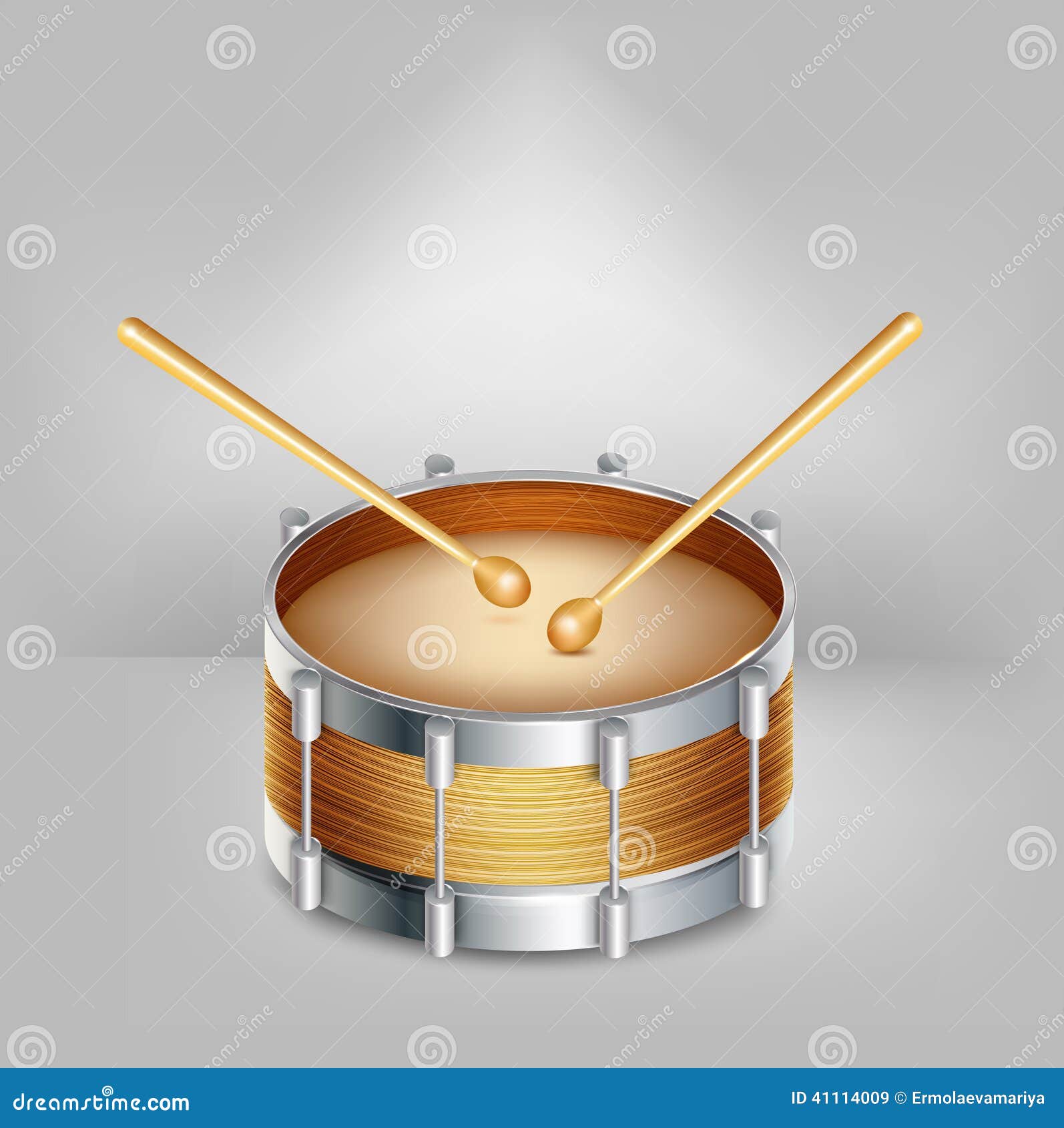 Wooden Drum and Drumsticks. Vector Stock Vector - Illustration of bass ...