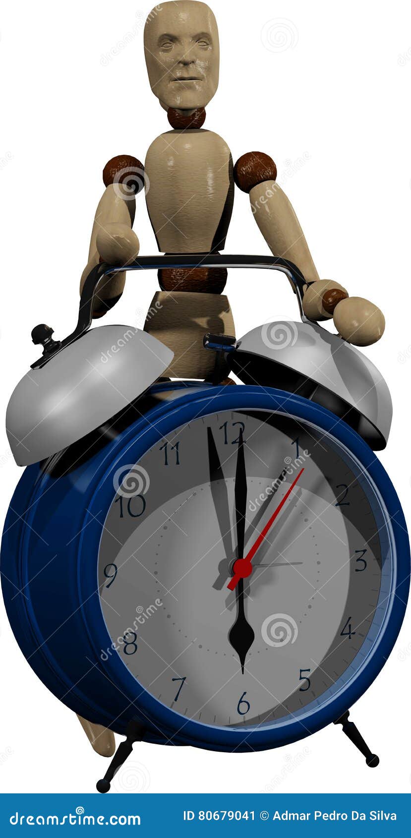 Wooden Dummy and Alarm Clock Stock Illustration - Illustration of time ...