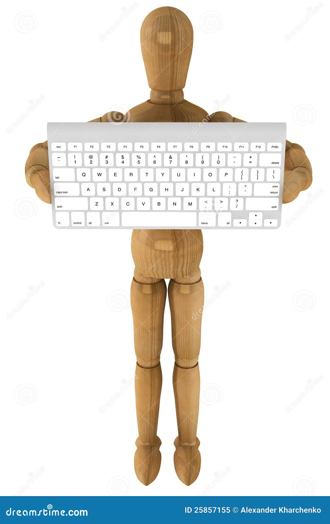 Wooden Dummy with Computer Keyboard Stock Image - Image of object ...