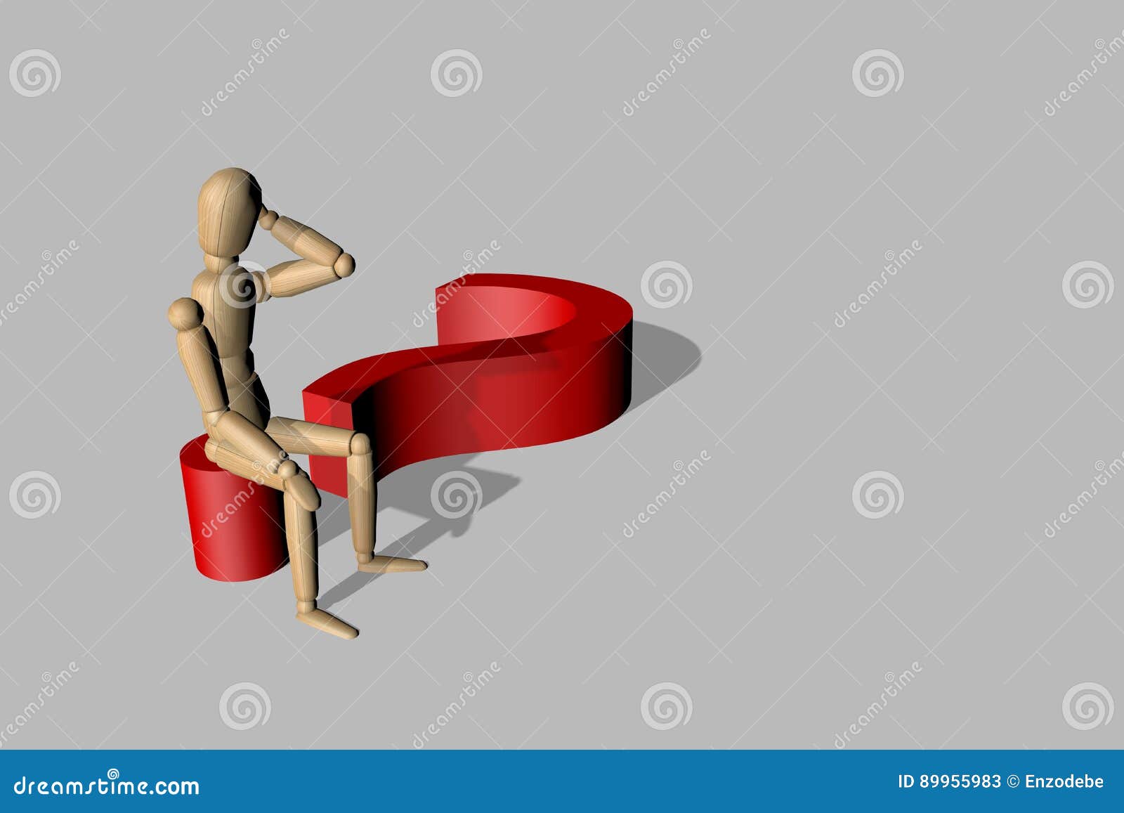 Wooden Dummy Look a Question Stock Illustration - Illustration of ...