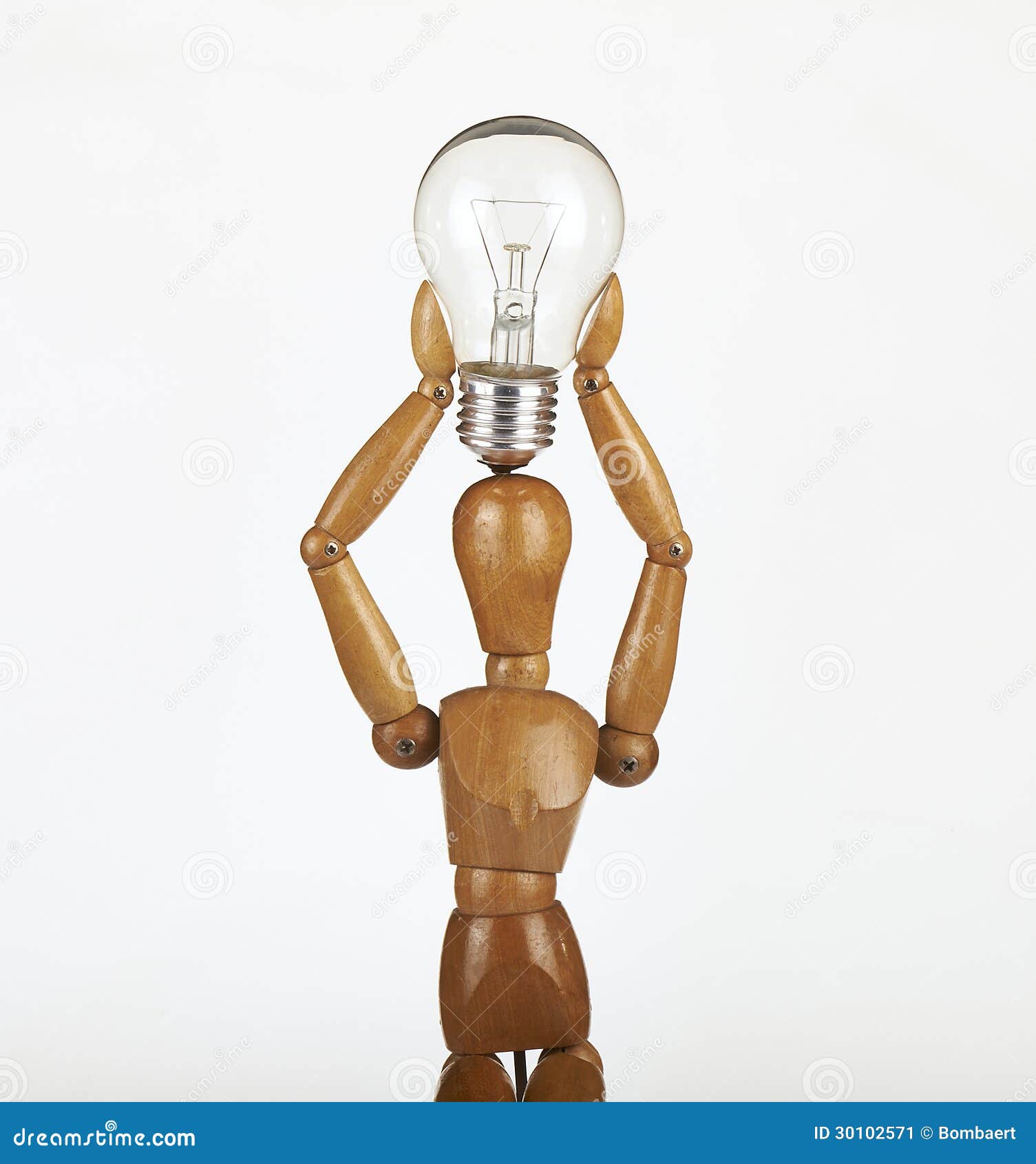 Wooden Dummy with Idea Bulb Stock Illustration - Illustration of great ...