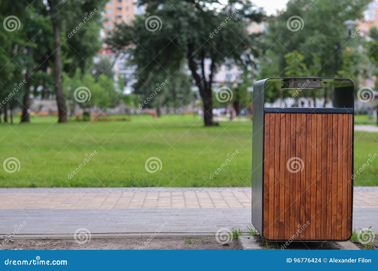 Dustbin in park stock photo. Image of dustbin, plastic - 96776424