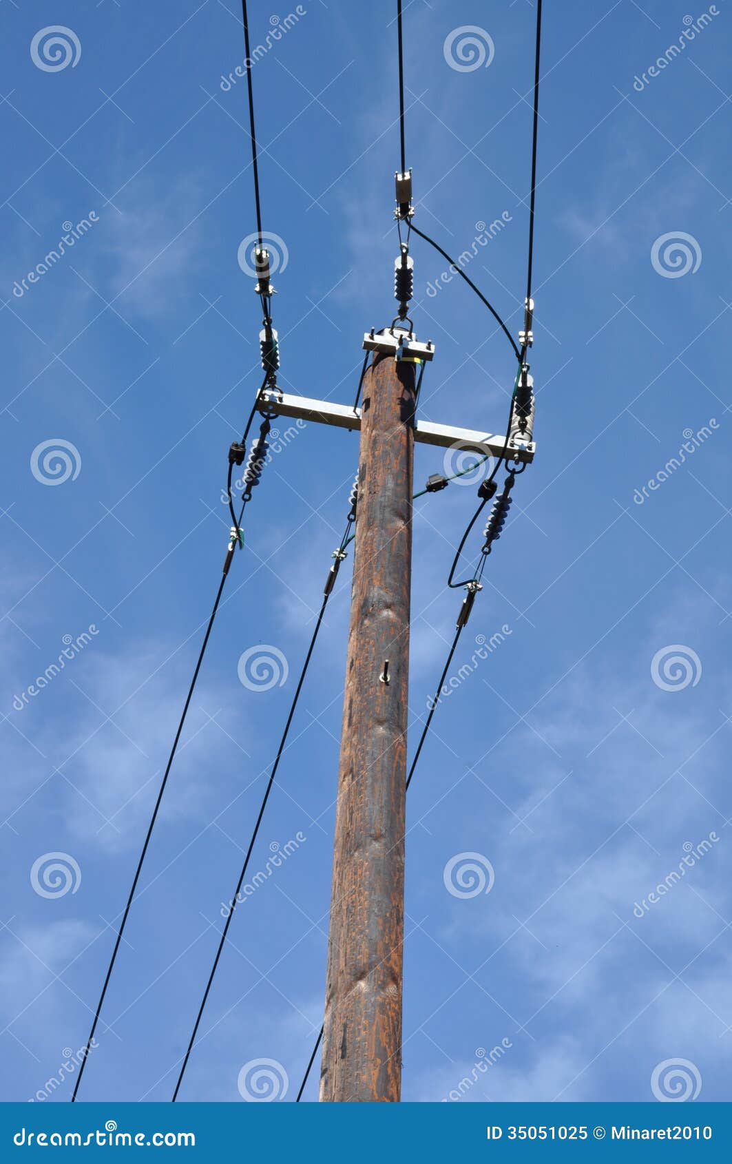 Wooden electric pole stock image. Image of sending, line - 35051025