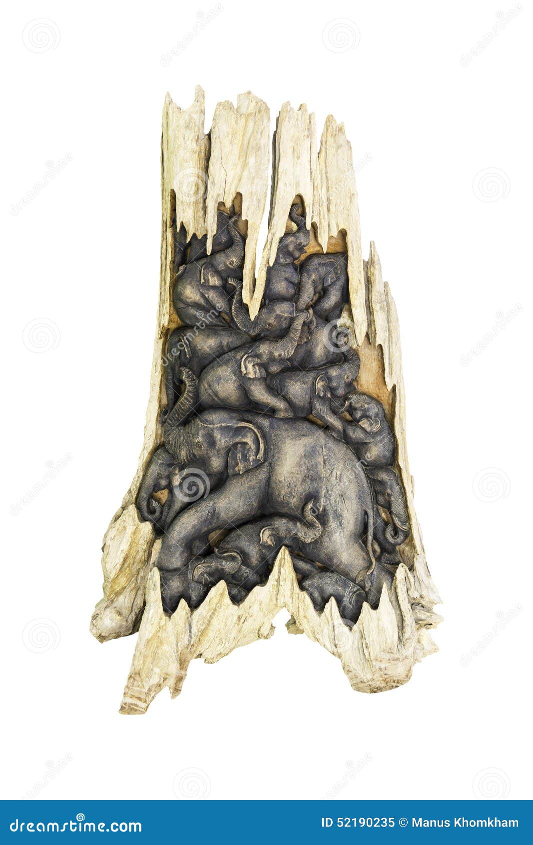 Wooden Elephant Carving on White Stock Image - Image of heritage, asia ...