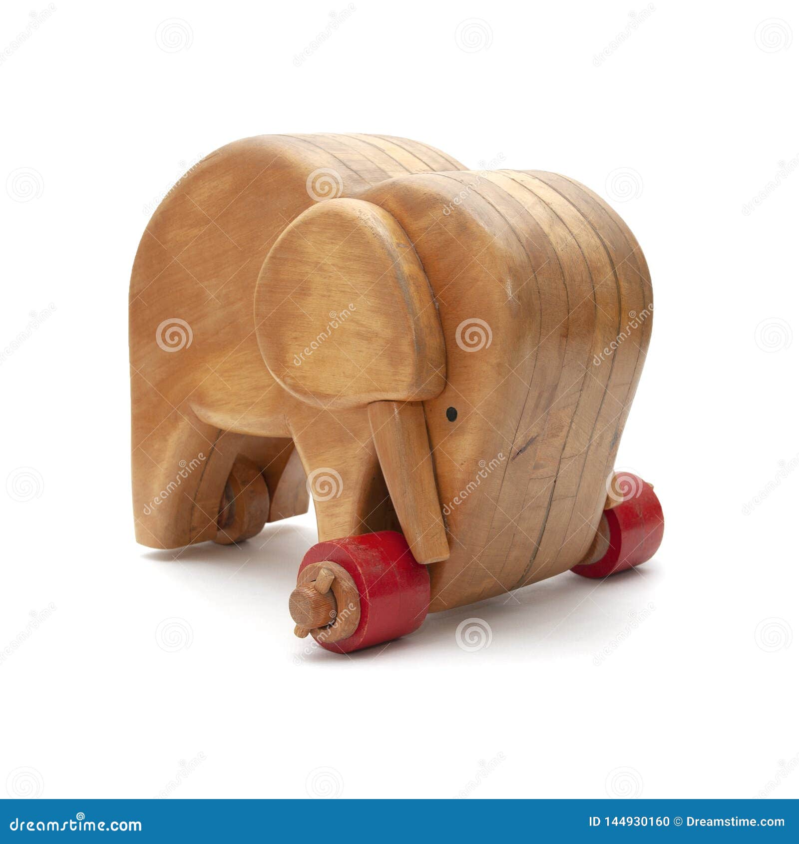 Wooden Elephant with Wheels on White Background Stock Photo - Image of ...