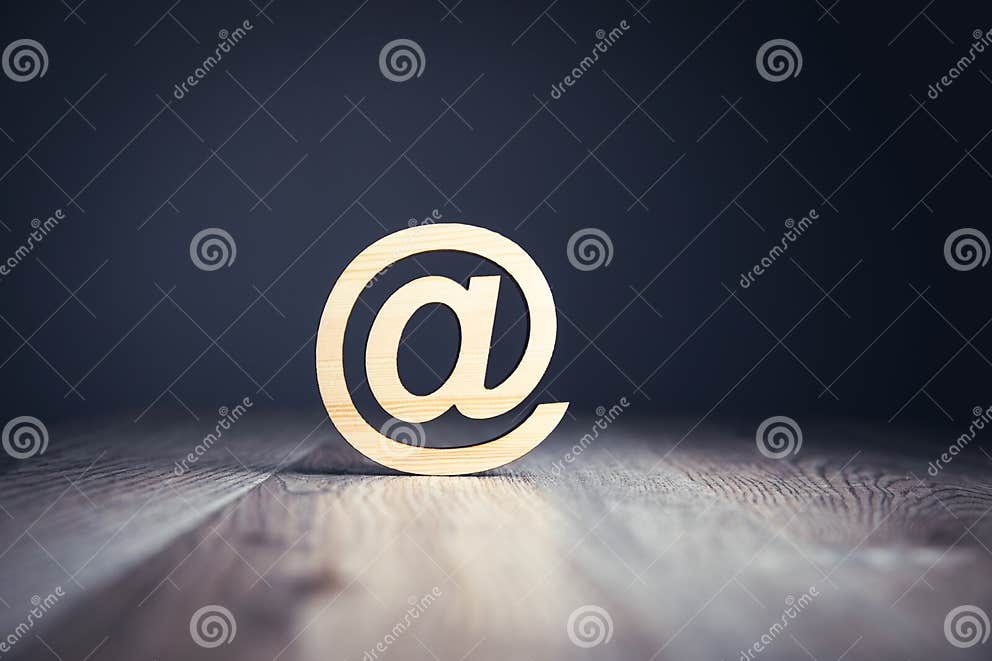 Wooden Email Symbol on the Table Stock Image - Image of icon, wood ...