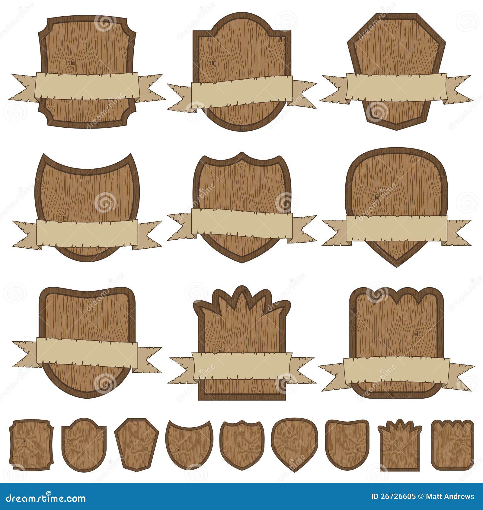 Wooden emblems stock vector. Illustration of seal, design - 26726605