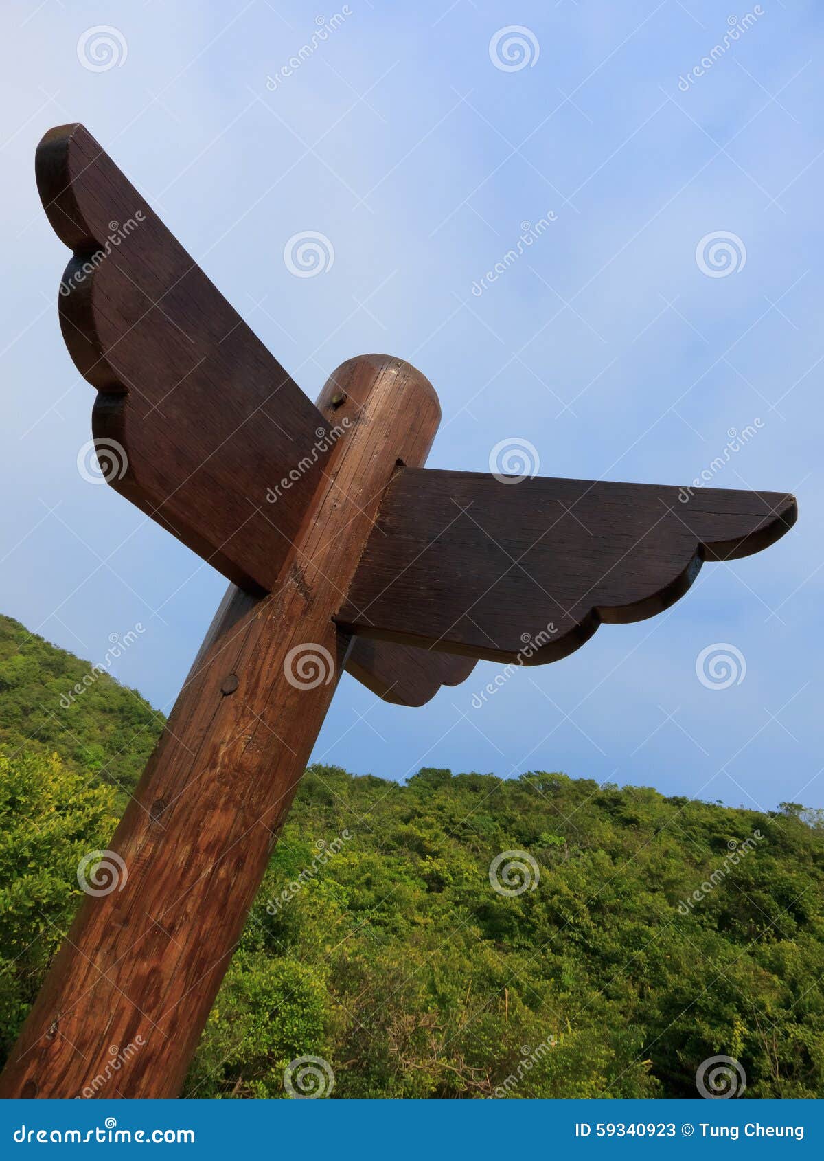 Wooden Empty Road Direction Sign Stock Image - Image of board ...