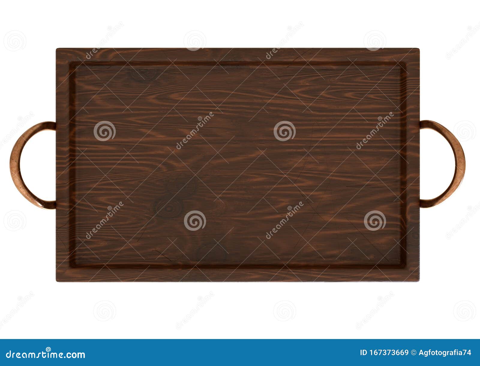Wooden Empty Serving Tray Isolated on White Background, Top View Stock ...