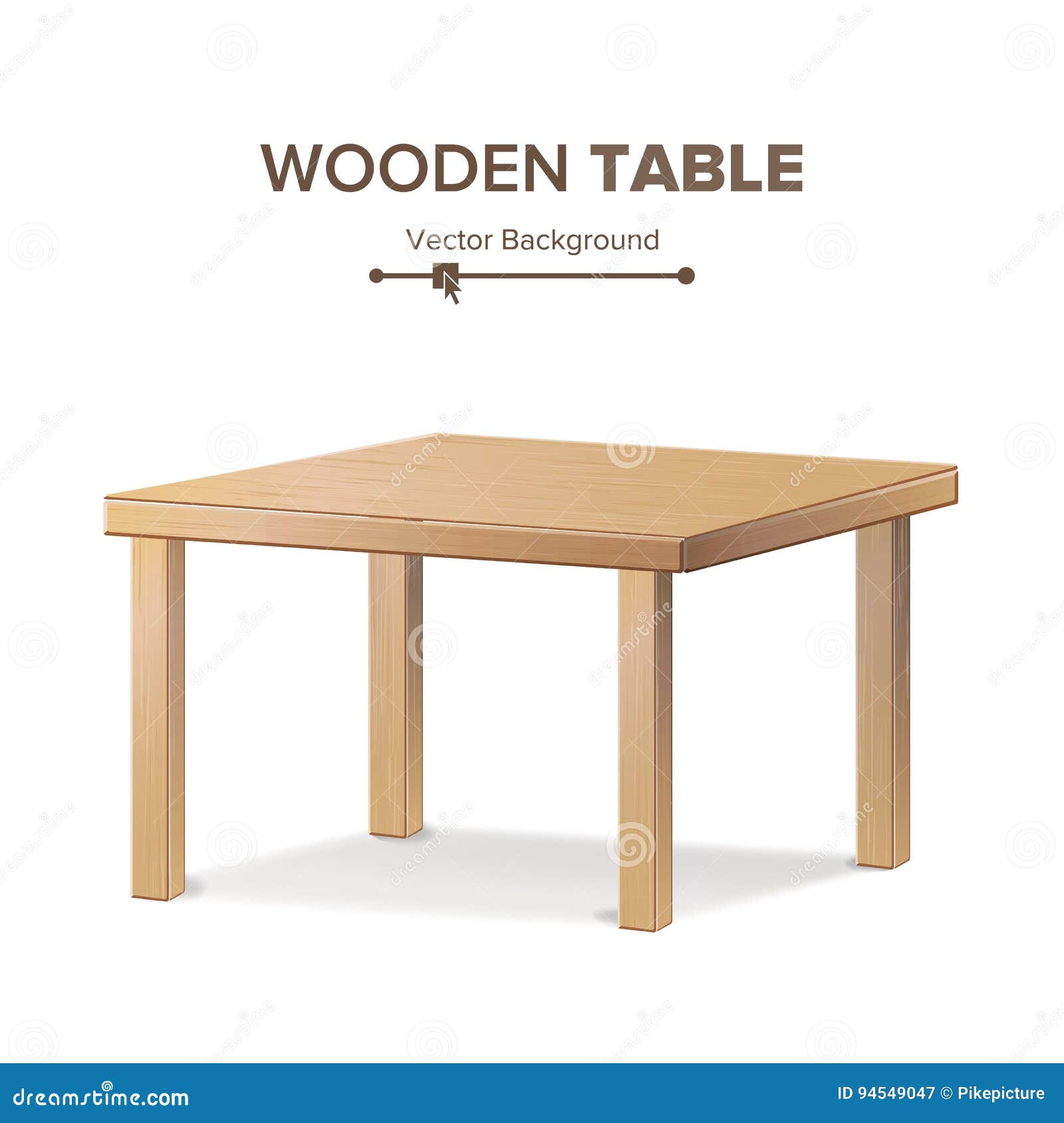 Wooden Empty Square Table. Isolated Furniture, Platform. Realistic ...