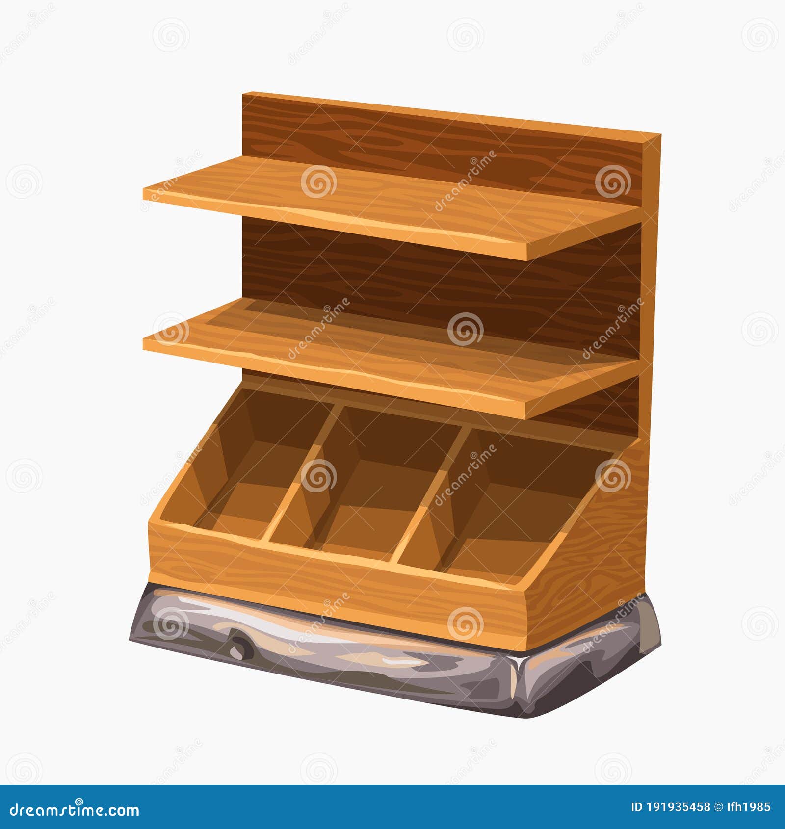 Wooden Empty Store Shelf Isolated on White Stock Vector - Illustration ...