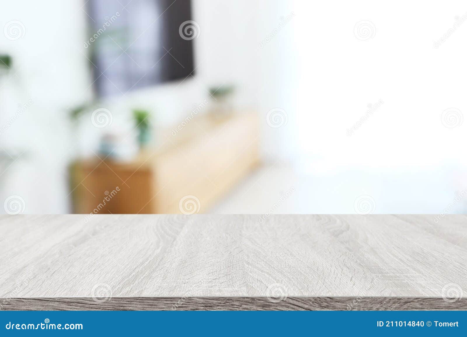 Wooden Empty Table in Front of Living Room Interior. for Product ...
