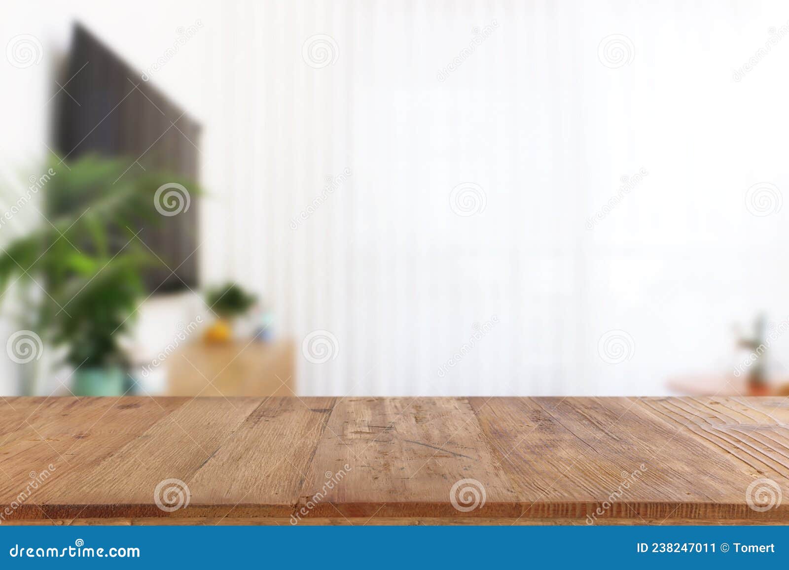 Wooden Empty Table in Front of Living Room Interior. for Product ...